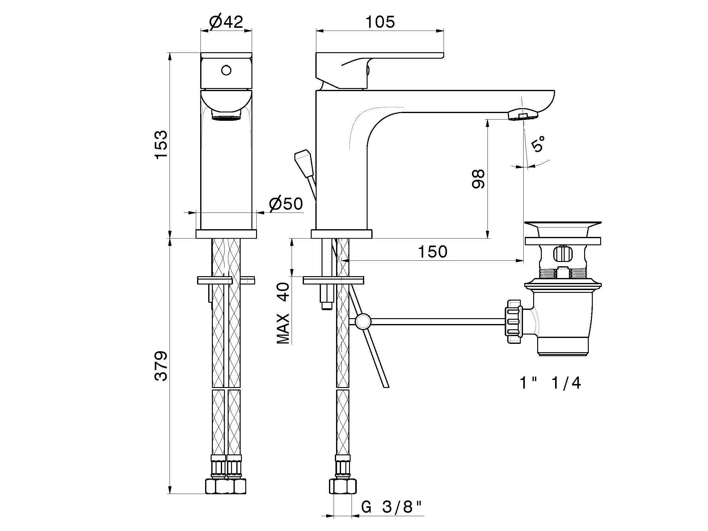 EXTRO Mezclador de lavabo de sobre encimera monomando con desagüe ...