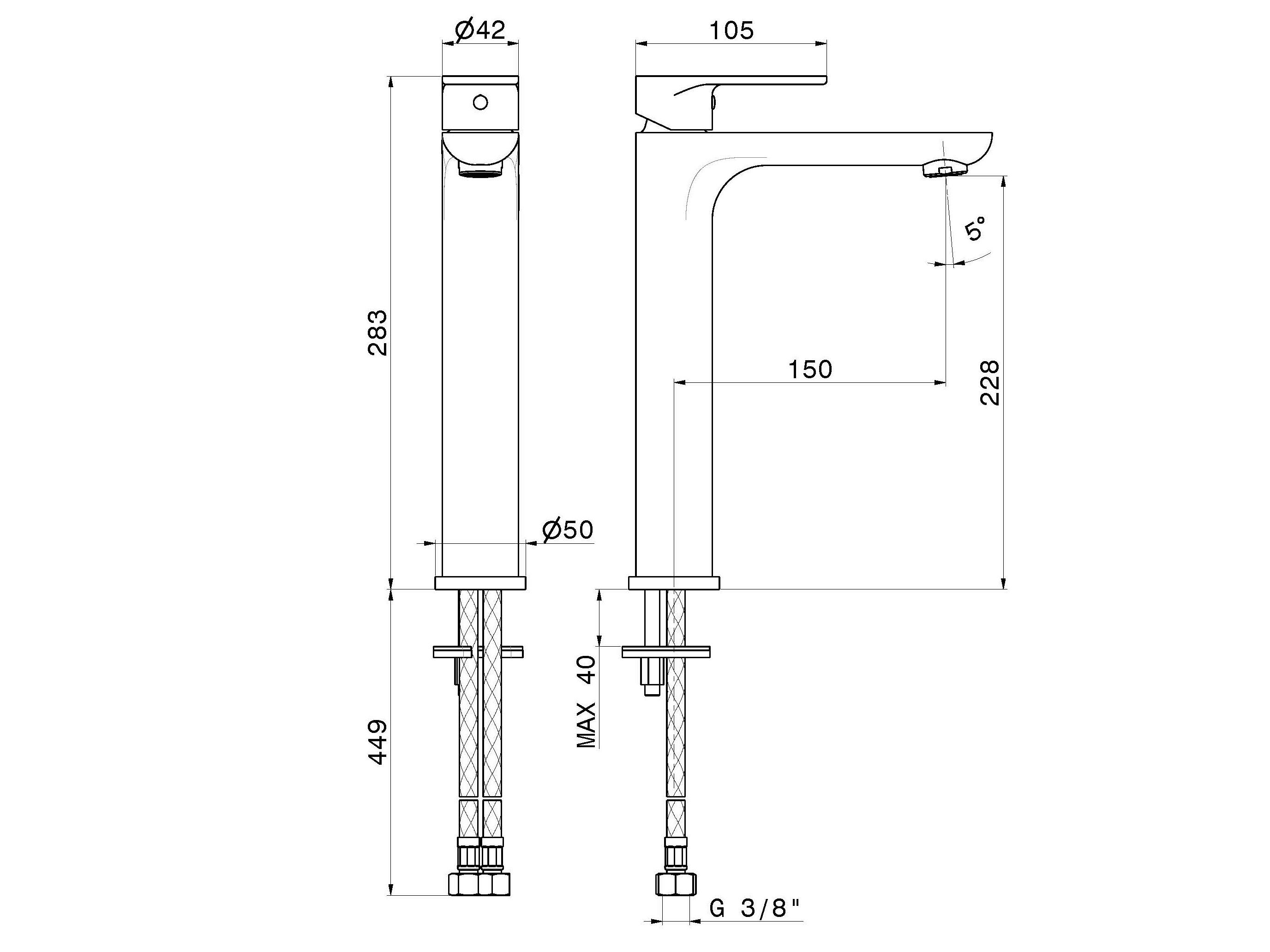 EXTRO 69315 Miscelatore per lavabo alto monocomando senza scarico By ...