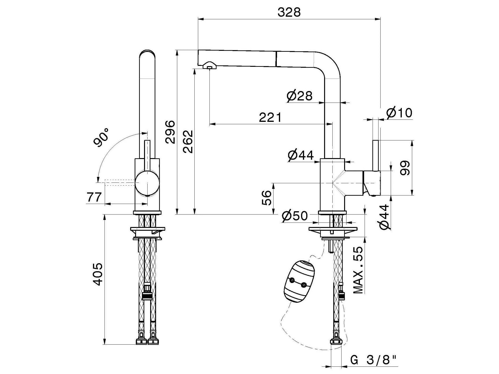 REAL 63425 Kitchen mixer tap with swivel spout with pull out spray By ...