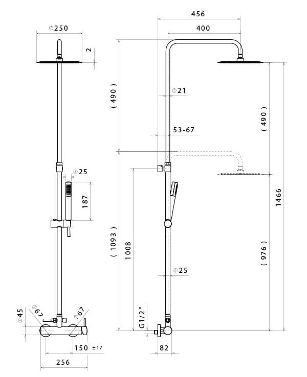 SHOWER COLUMNS 61162 Colonne de douche mural avec douchette By newform