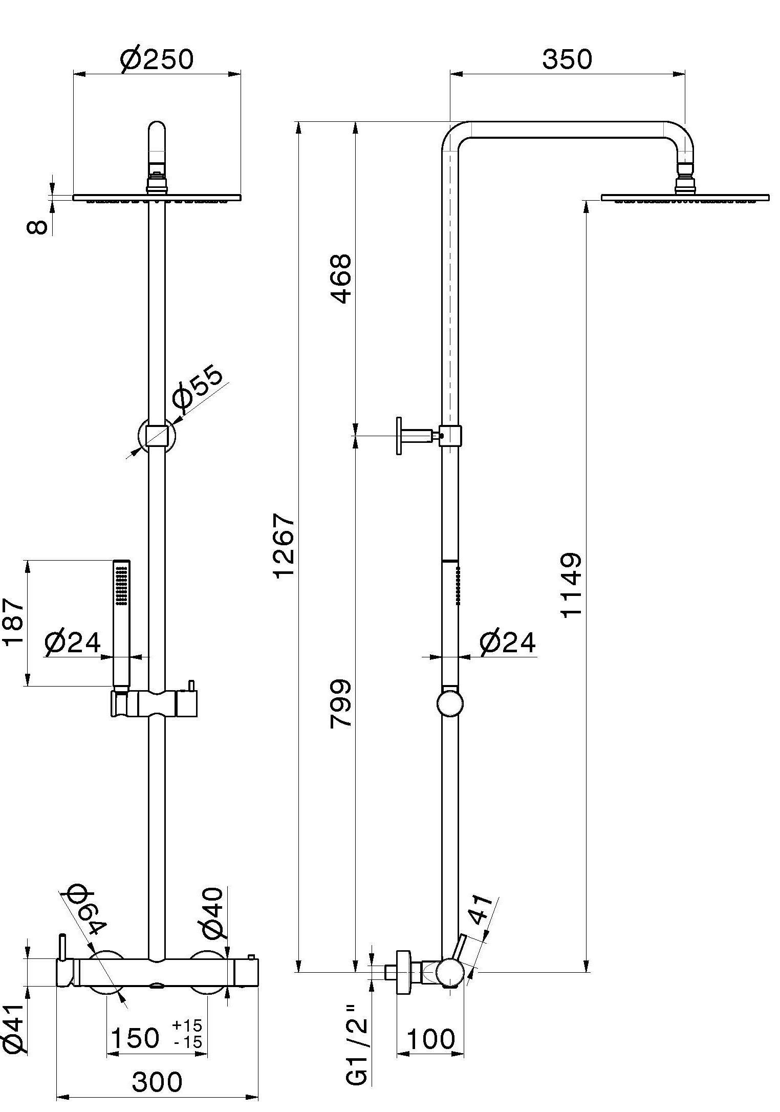 SHOWER COLUMNS 61167 Colonne de douche mural avec douchette By newform