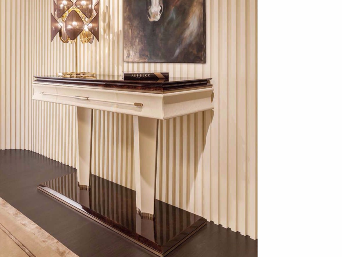 NOIR Rectangular leather console table By Turri