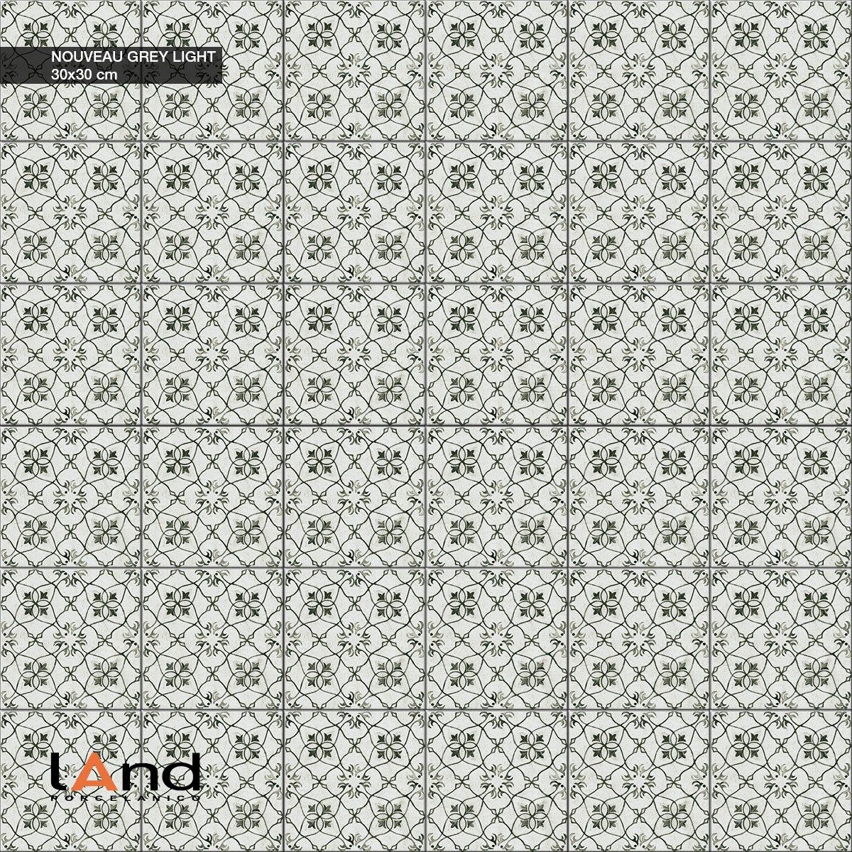 NOUVEAU LIGHT GREY Pavimento in gres porcellanato tecnico effetto cementine By Land Porcelanico