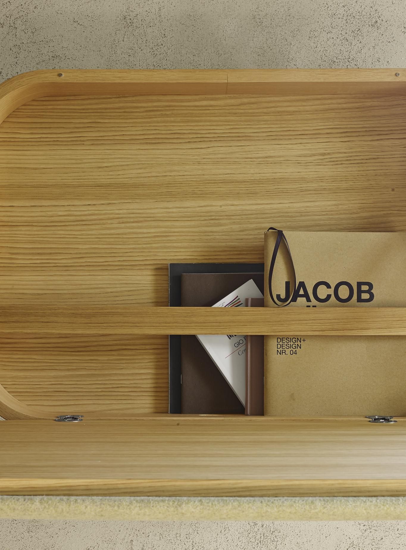 NUBO Wall mounted oak secretary desk with flap doors By Ligne Roset ...