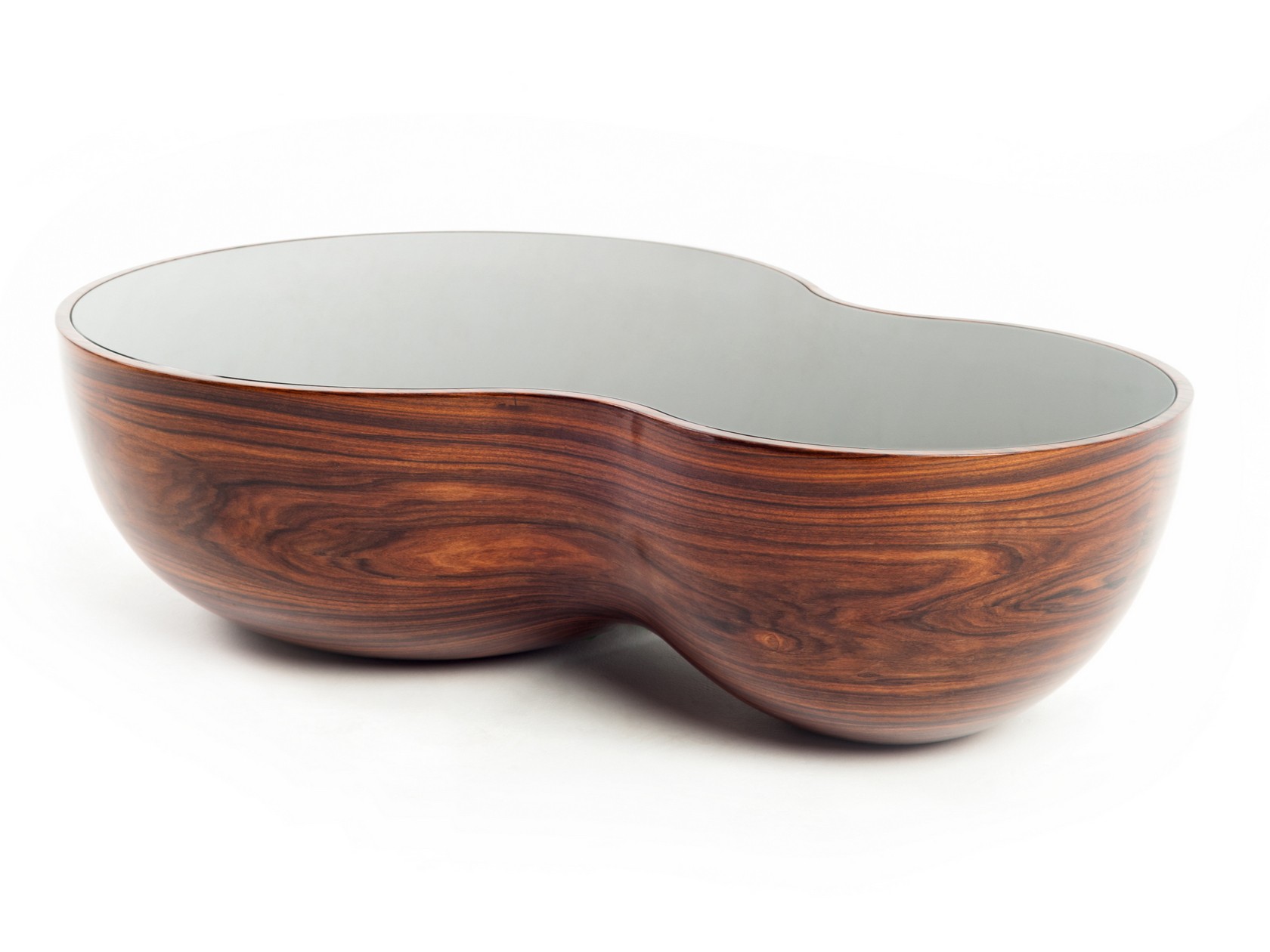 Low wood veneer coffee table with glass top NUT By Panoptikum ...