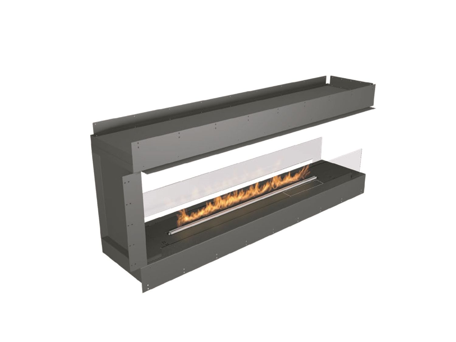 3-sided built-in bioethanol firebox NZ72F Peninsula Firebox NetZero ...
