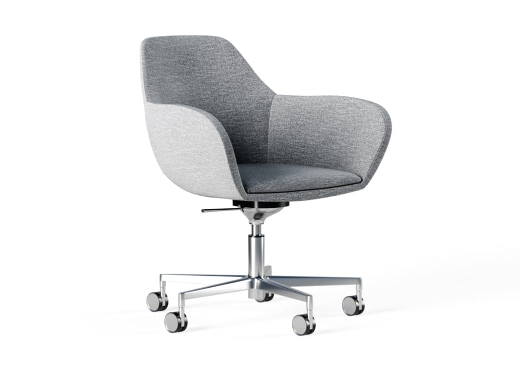 SKYLINE Height-adjustable fabric office chair with castors with 5-Spoke ...