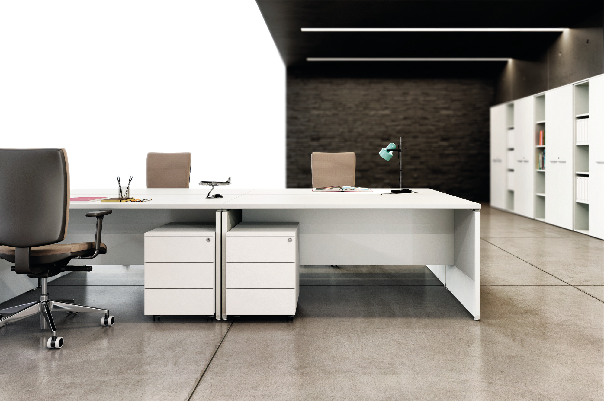 GLAM Sectional wooden workstation desk with drawers By Styloffice