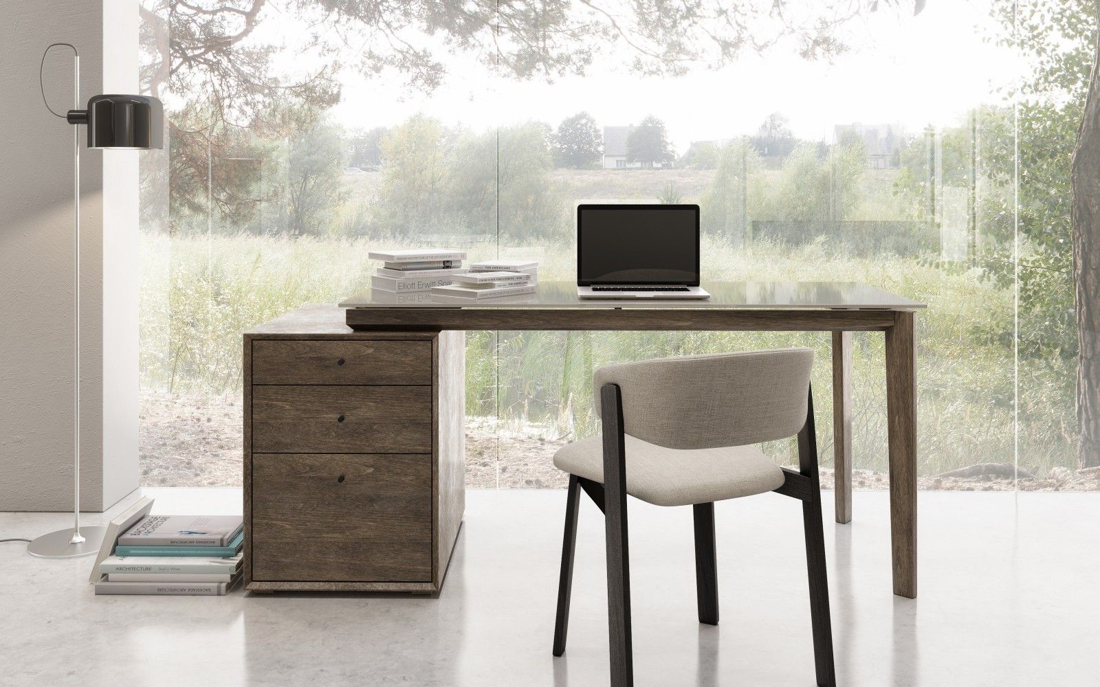 OUTLINE Rectangular beech office desk with drawers By Huppé | design ...