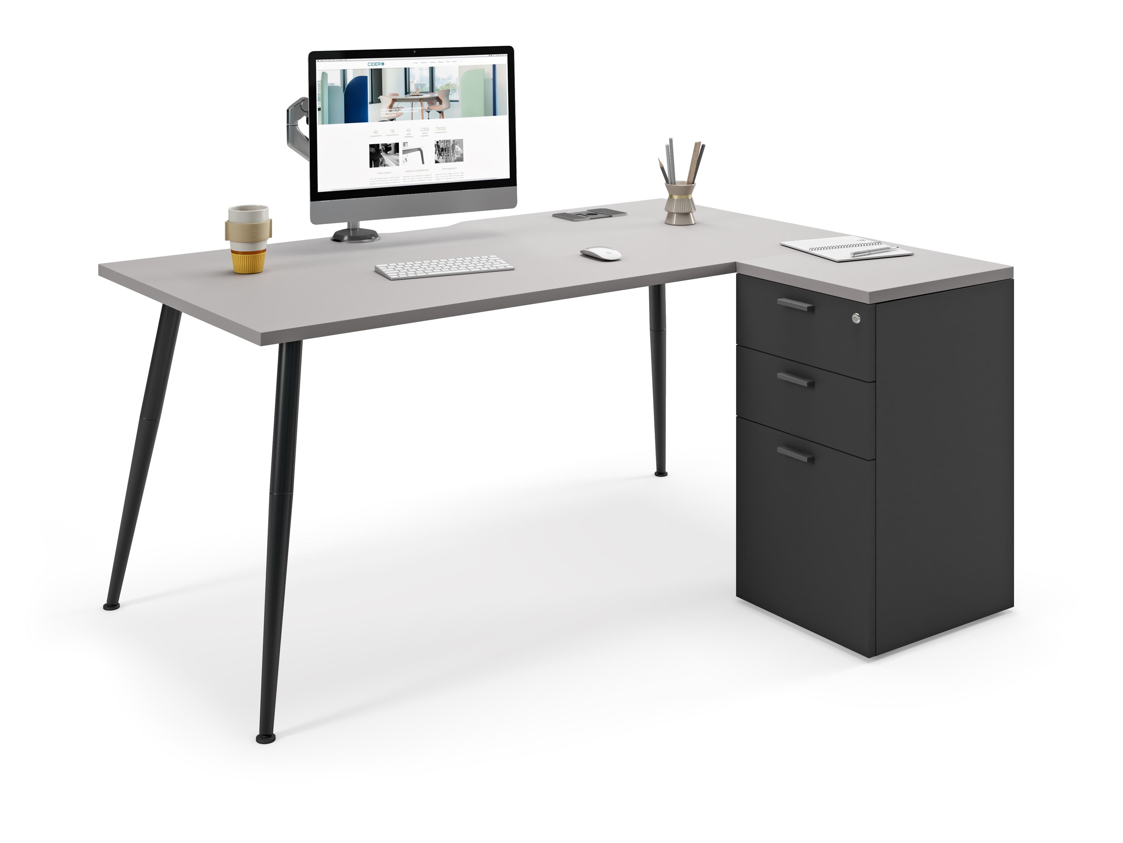 SKINNY | Office desk with shelves Skinny Collection By Cider Edition