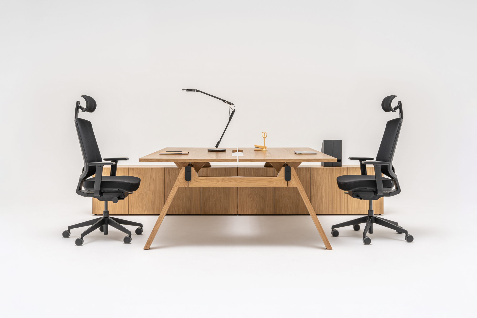 VIGA Sectional multiple wooden office desk with shelves By MDD | design ...