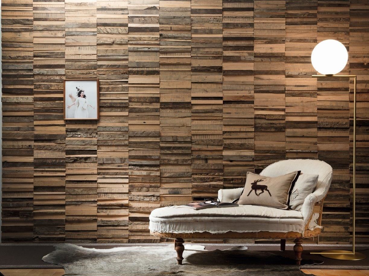 Reclaimed wood 3D Wall Cladding OLD OAK LINEAR By Bruno Parquet