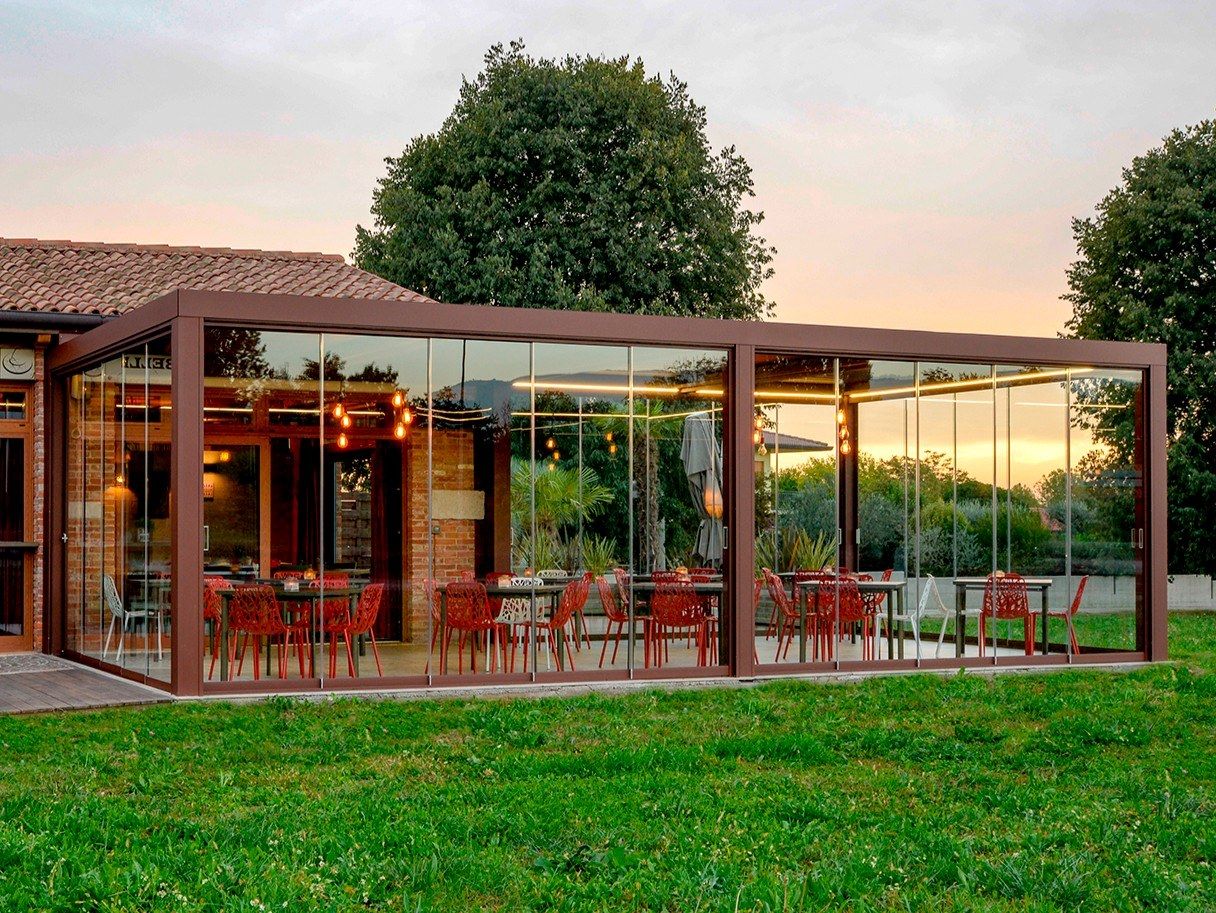 OPEN+ | Wall-mounted pergola Wall-mounted bioclimatic aluminium pergola ...