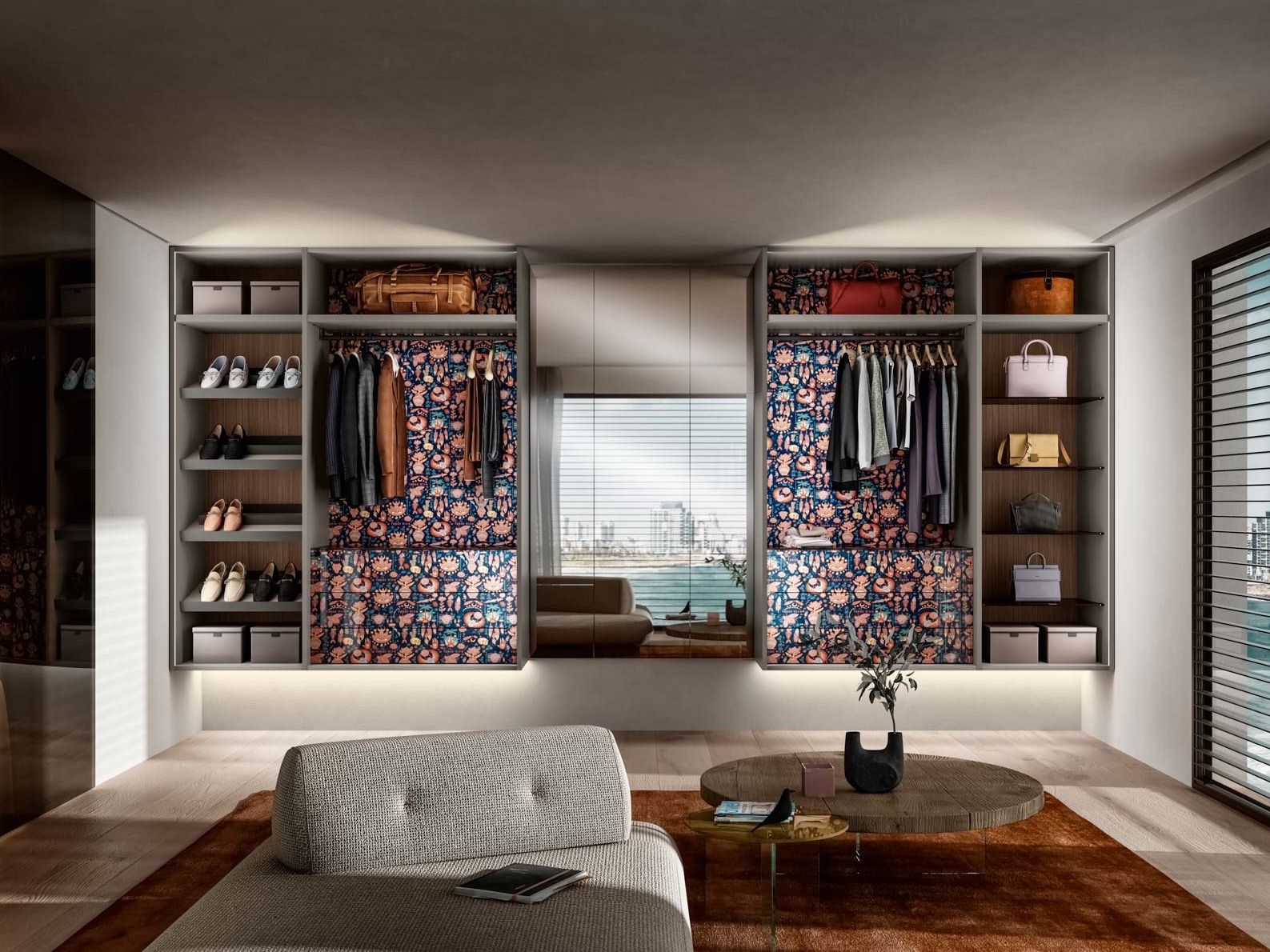 OUTFIT 1184 | Walk-in wardrobe Sectional walk-in wardrobe By Lago ...