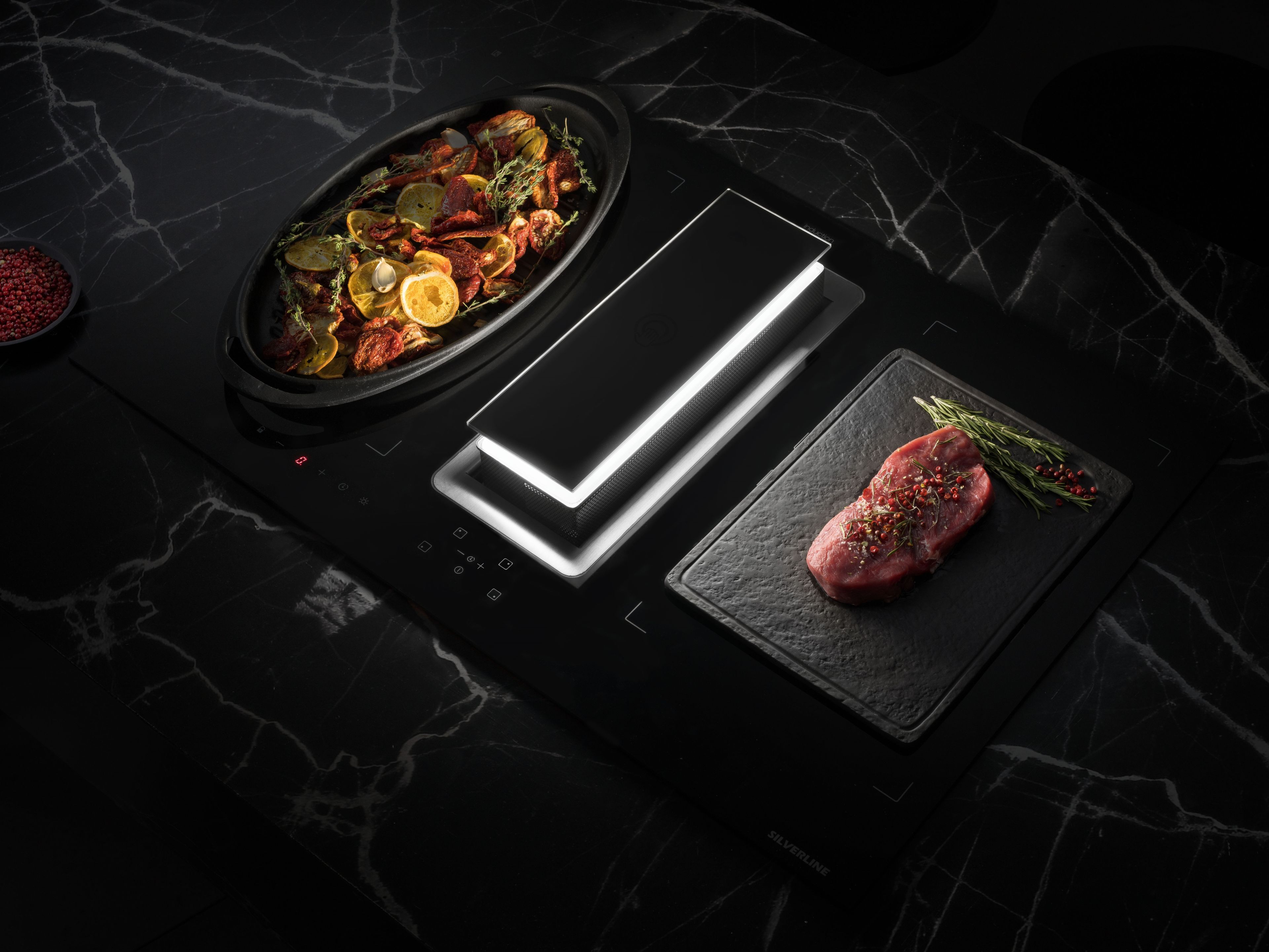 Glass and steel cooker hood / hob OVERALL 3415 By Silverline