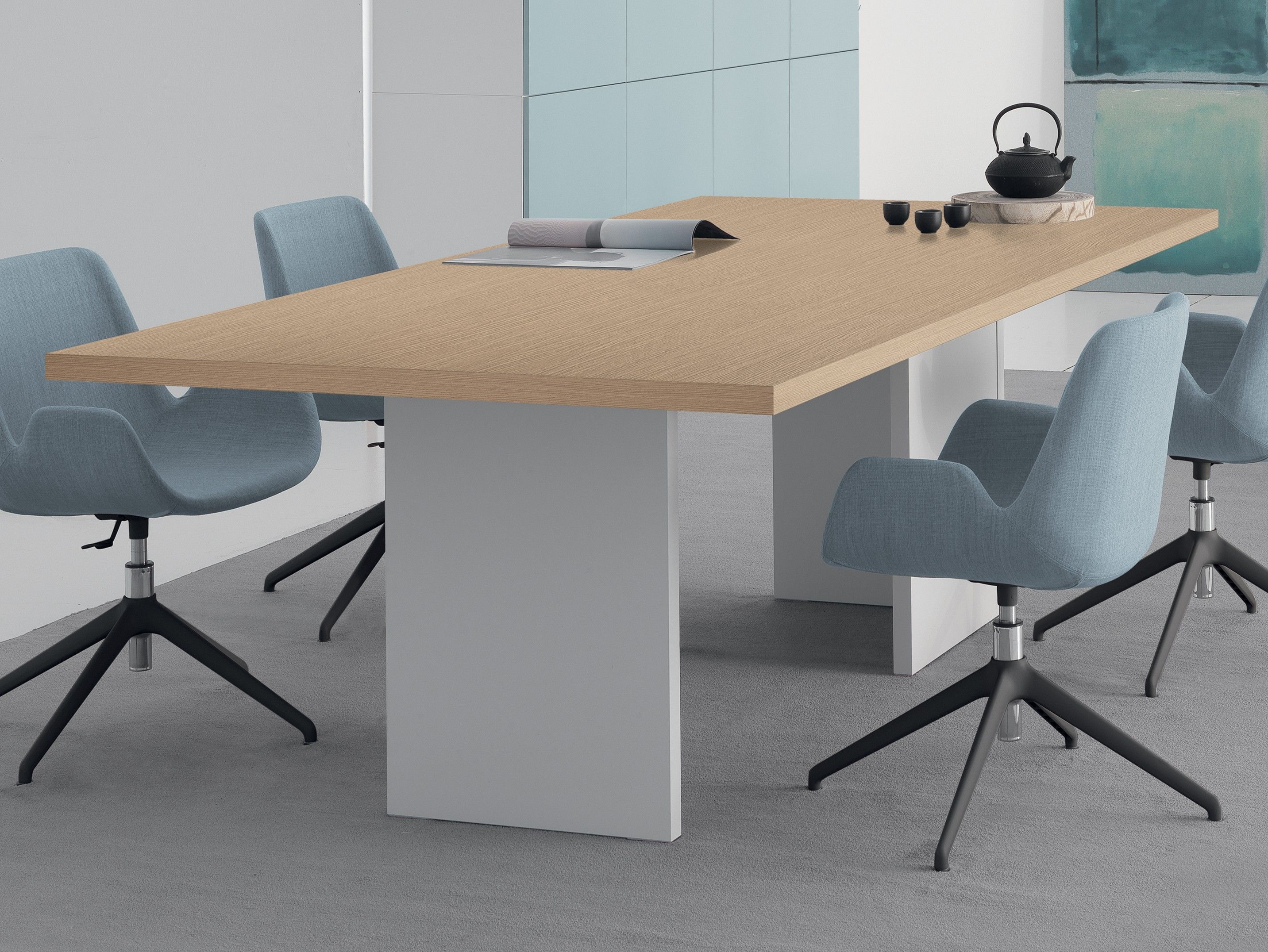 OXFORD Rectangular melamine meeting table with cable management By DVO ...