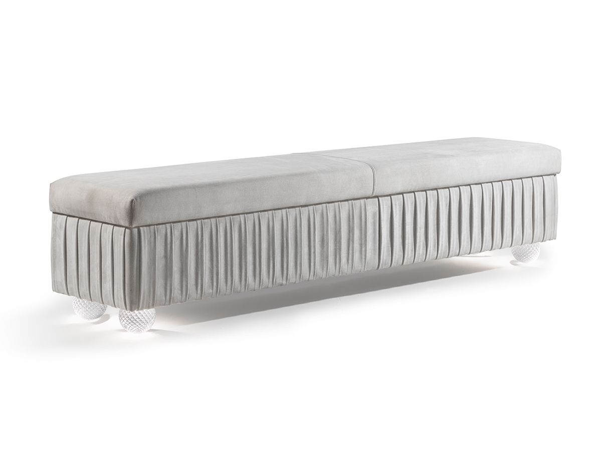 PLISSÈ Upholstered storage leather bench By Reflex