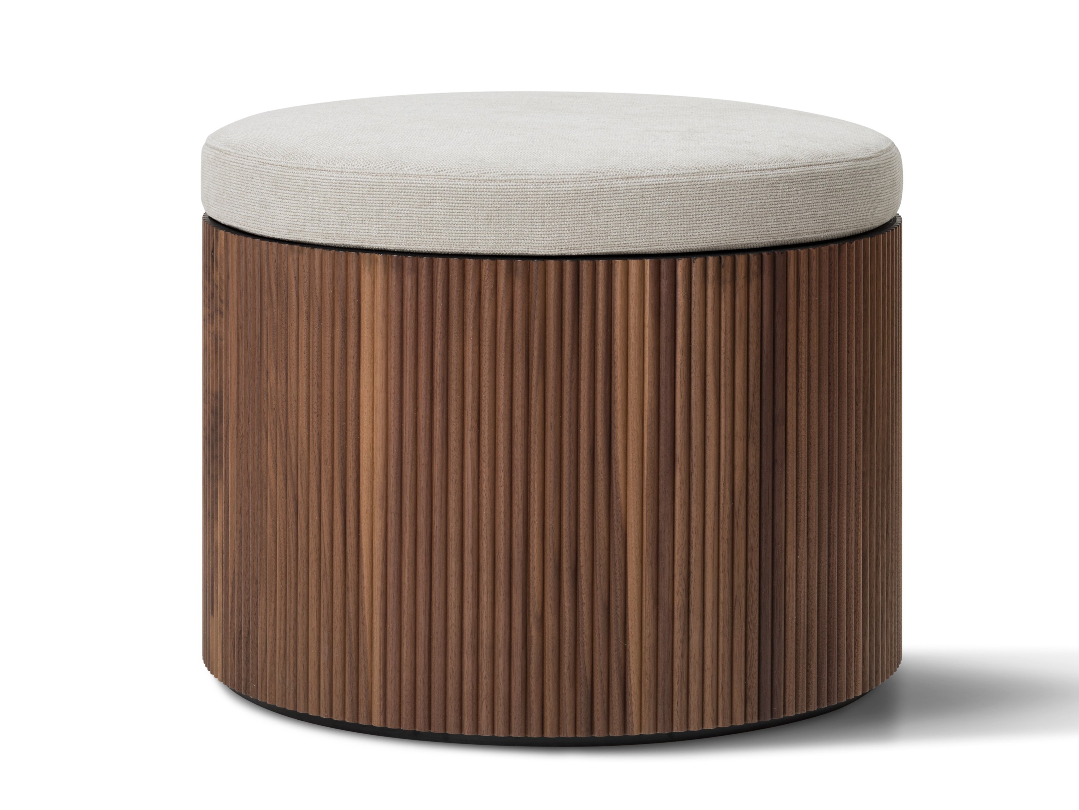 DRUM Canaletto walnut pouf with cushion covered in fabric By Lema ...