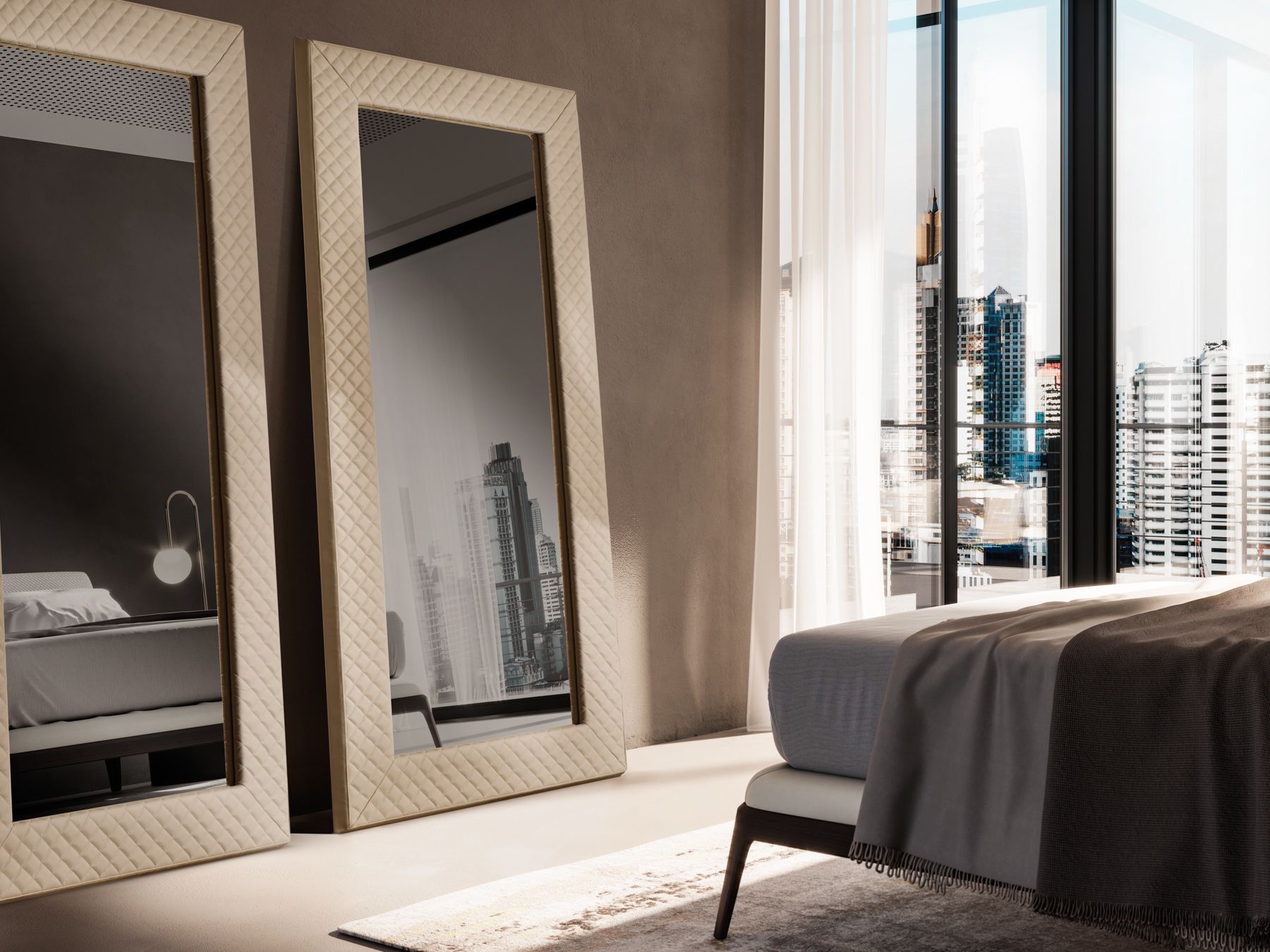 PRISMA Espejo rectangular de cuero By EFORMA | design Antoy Filips