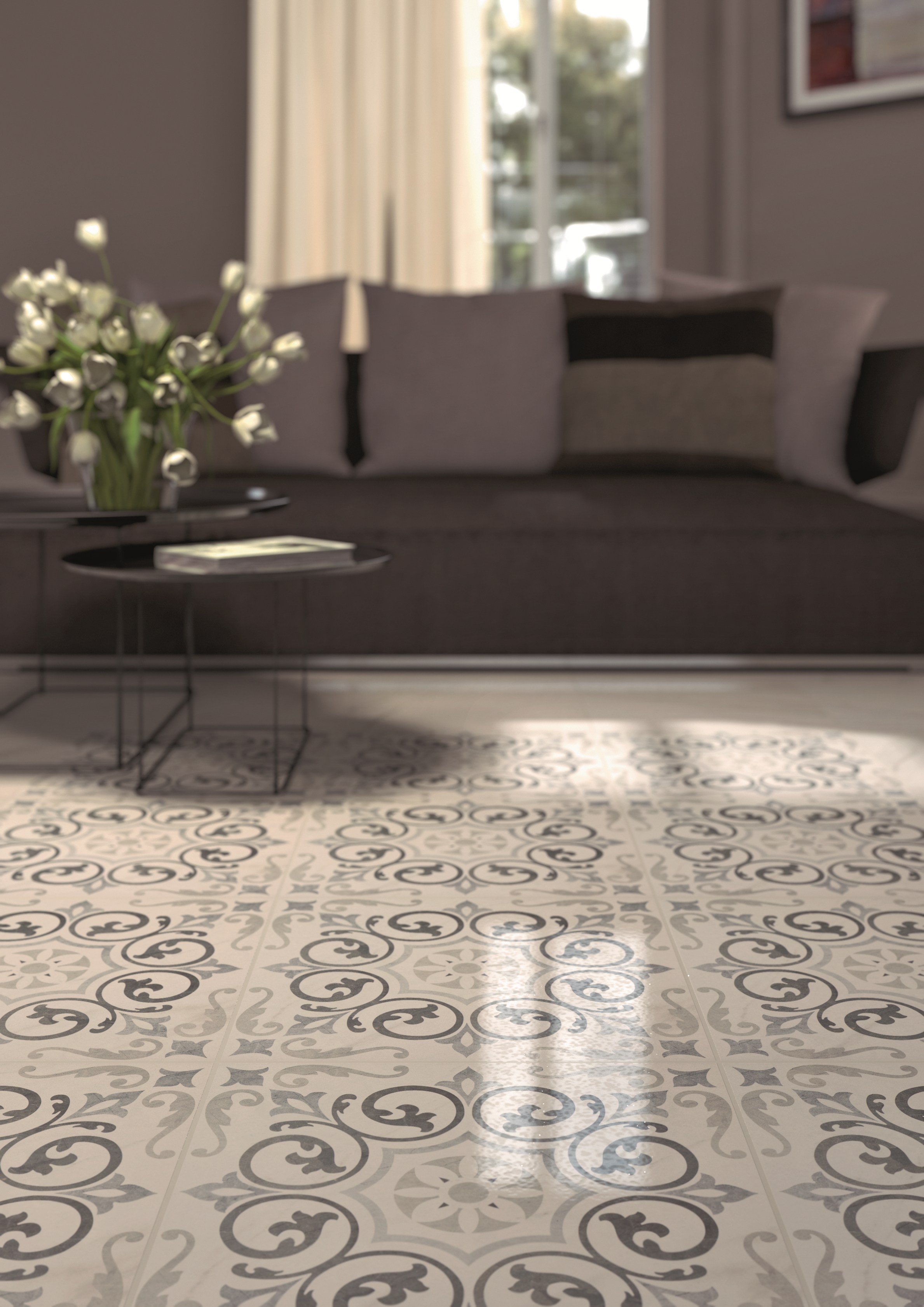 Glazed porcelain stoneware wall/floor tiles with marble effect ...