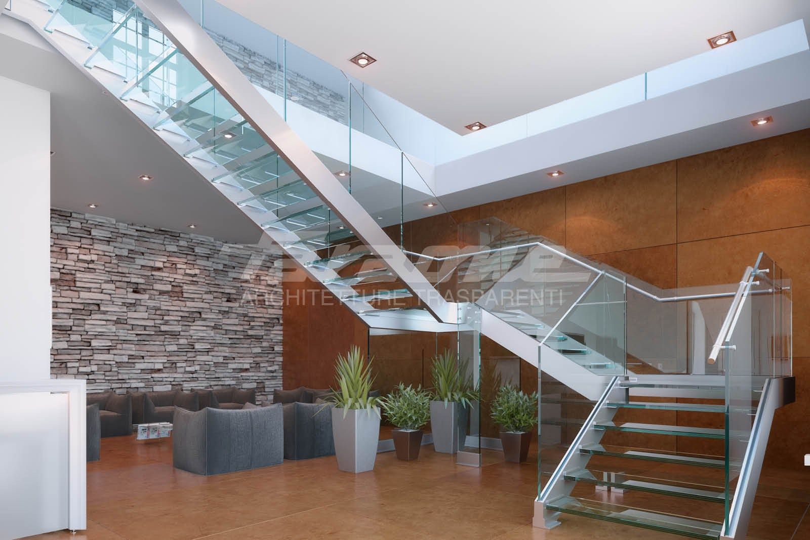 Escalera abierta en acero y vidrio NINFA S by FARAONE diseño Nino ...