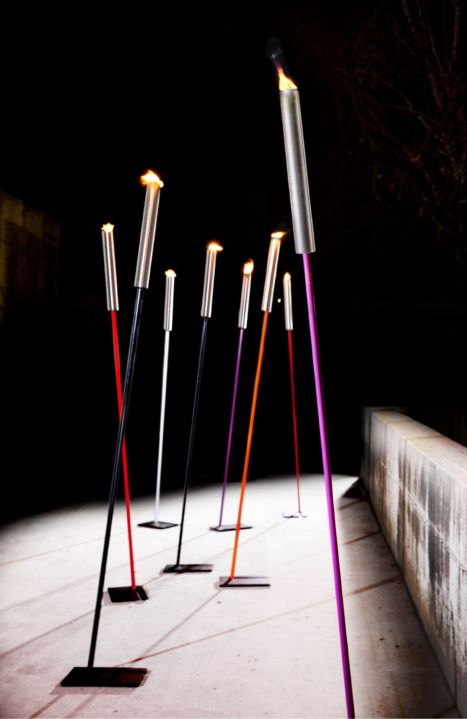 Torch with metal structure FIRE By ZAVA design Franco Zavarise