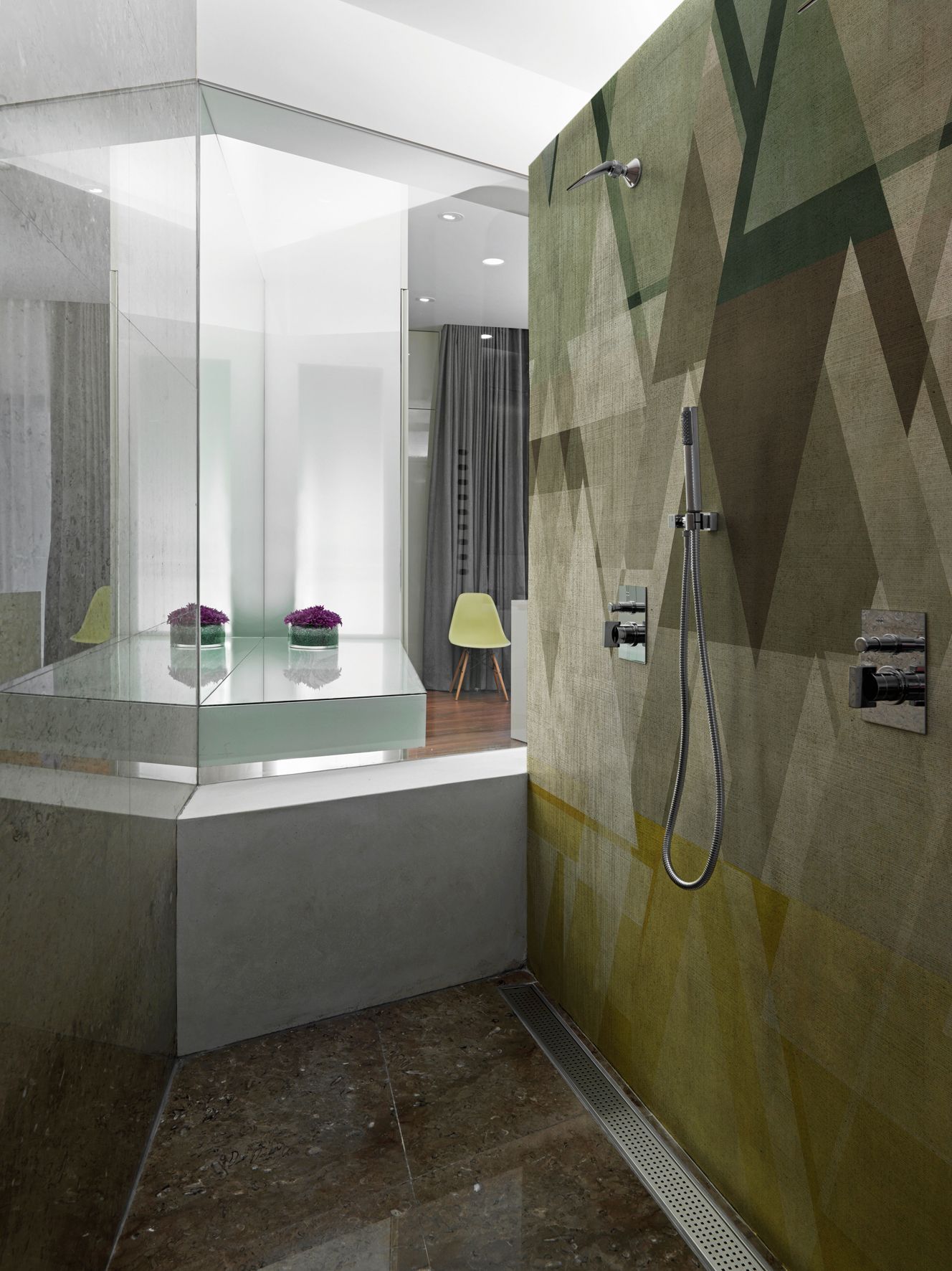DEFRAG ME Geometric bathroom wallpaper By Wall&decò | design Christian ...