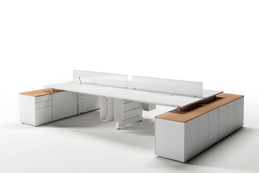 SPINE Sectional office desk with shelves By ACTIU