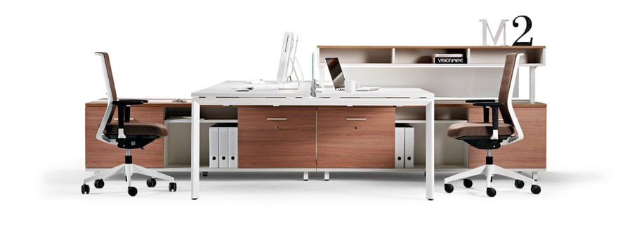 SPINE Sectional office desk with shelves By ACTIU