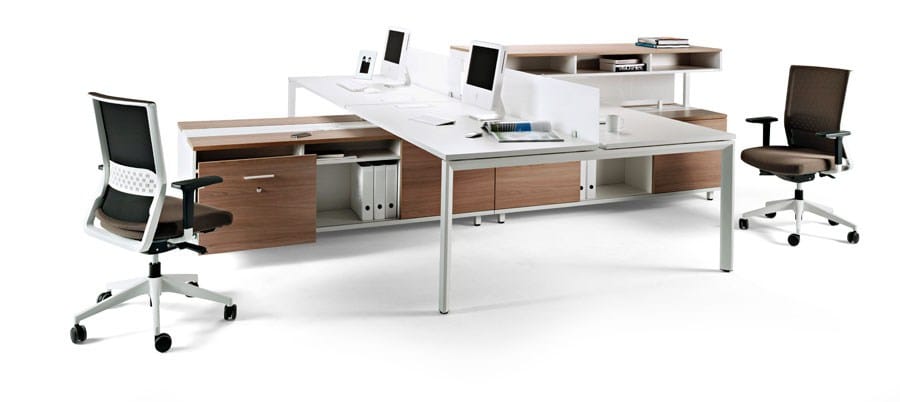 SPINE Sectional office desk with shelves By ACTIU