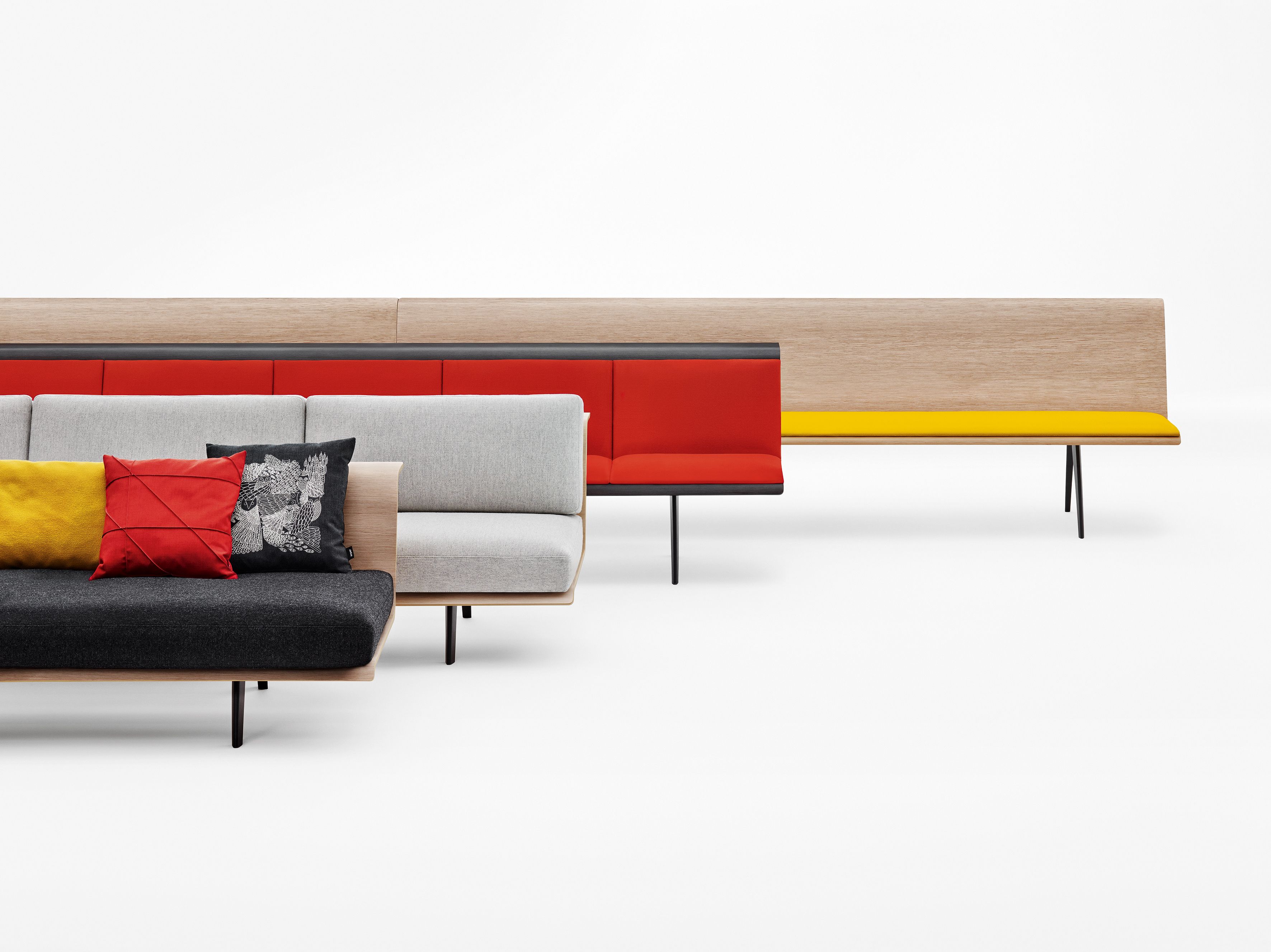 ZINTA WAITING Modular multi-layer wood bench By Arper | design Lievore ...
