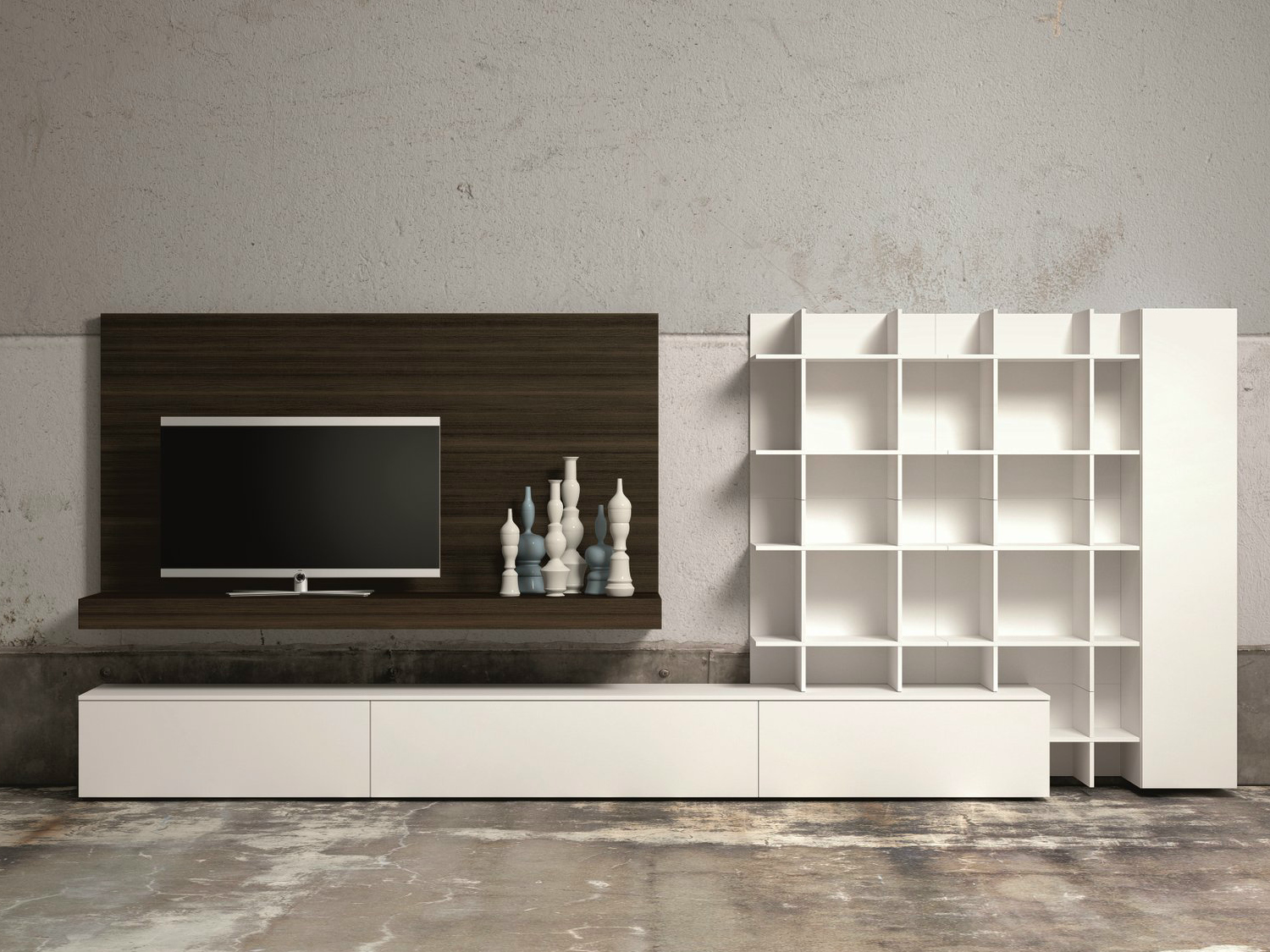 Sectional TV wall system SLIM 60 By Dall'Agnese design Imago Design