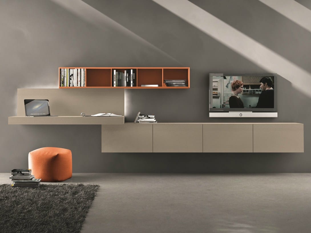 Sectional wall-mounted TV wall system I-modulArt - 297 By Presotto ...