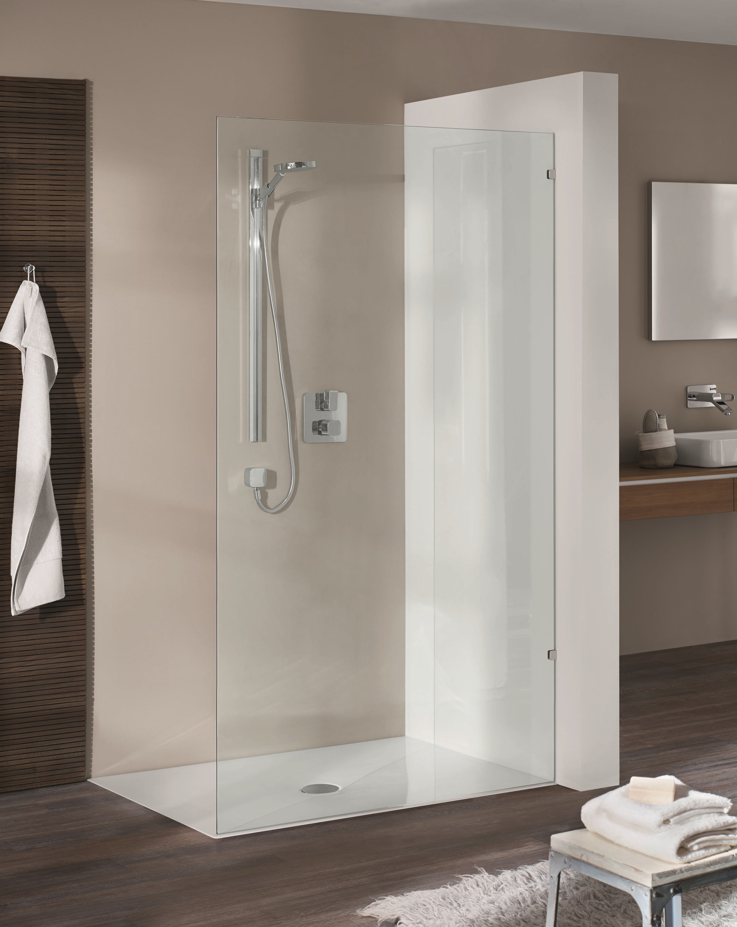 Flush fitting rectangular enamelled steel shower tray SCONA By Kaldewei