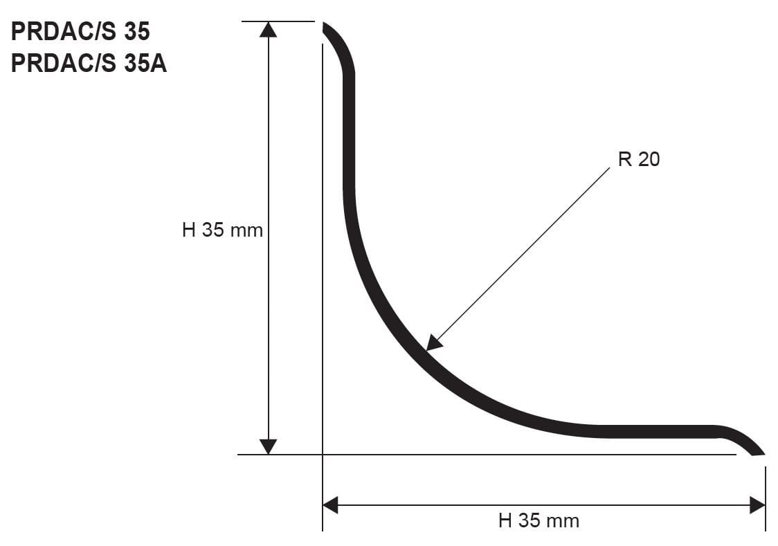 Antibacterial glossy steel edge profile PROROUND By PROGRESS PROFILES
