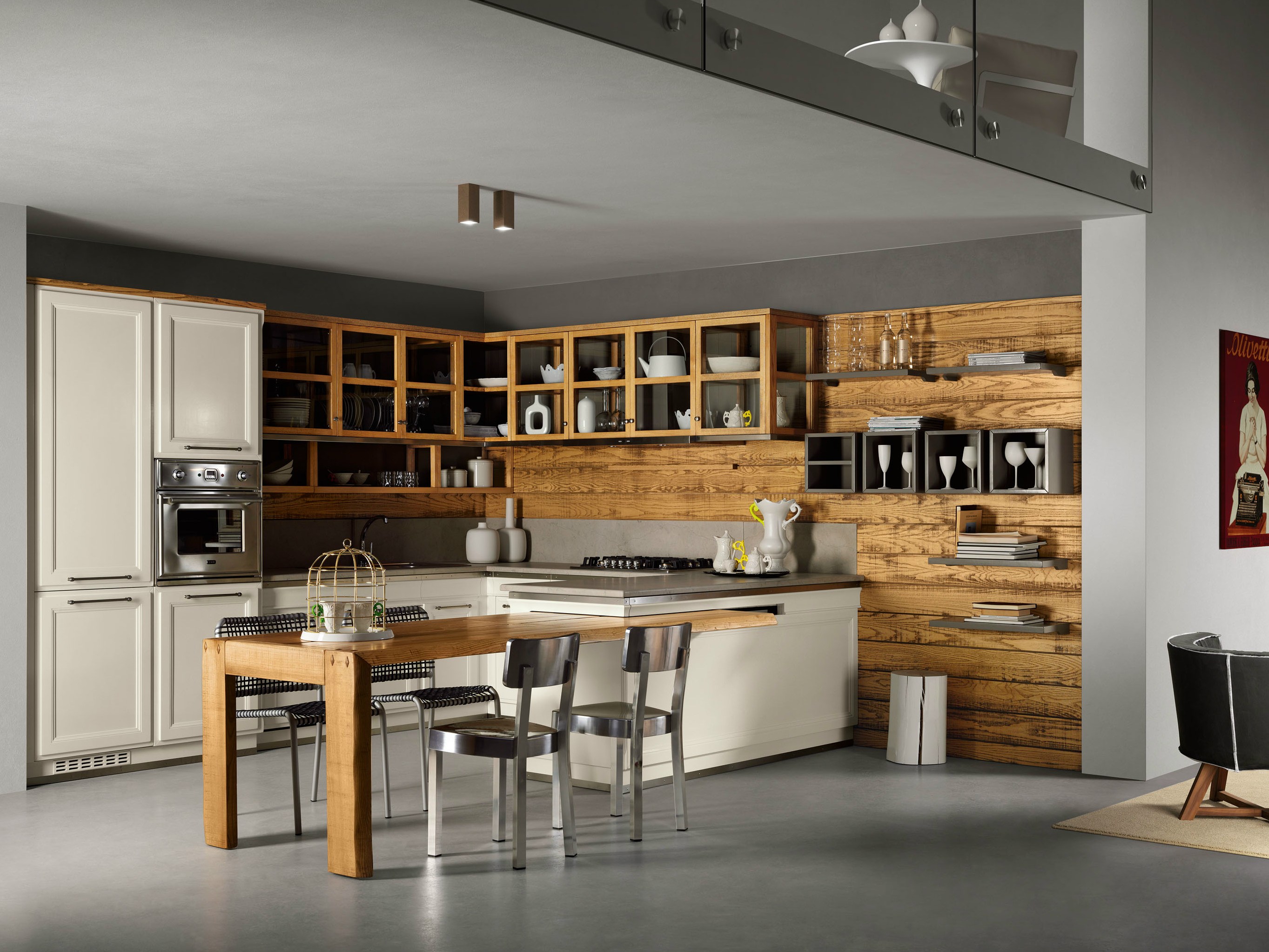 Fitted kitchen with peninsula LIVING VERANDA By L'Ottocento