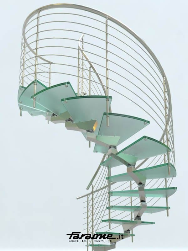Glass and aluminium Spiral staircase MISTRAL By FARAONE design Matteo ...