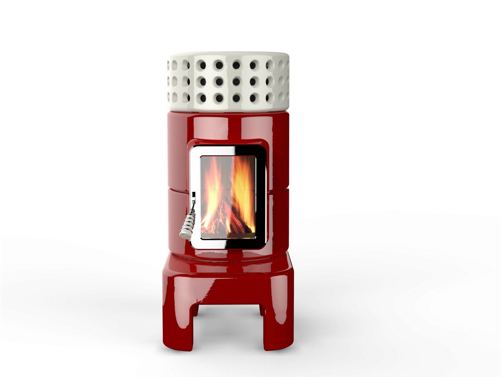 Wood-burning ceramic stove ROUNDSTACK LONG By LA CASTELLAMONTE design ...