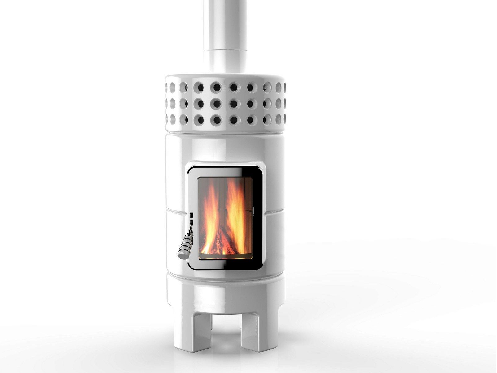ROUNDSTACK SLIM Wood-burning ceramic stove By LA CASTELLAMONTE | design ...