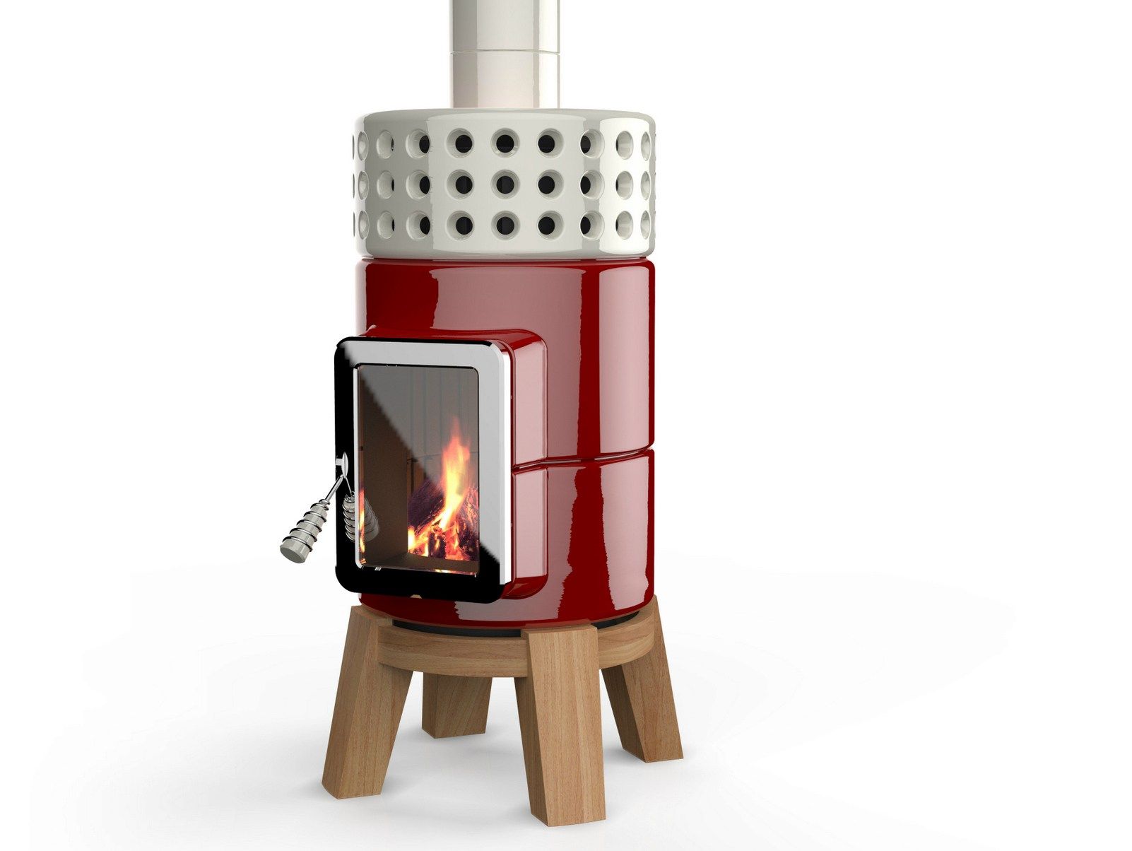 Wood-burning ceramic stove ROUNDSTACK WOOD By LA CASTELLAMONTE design ...