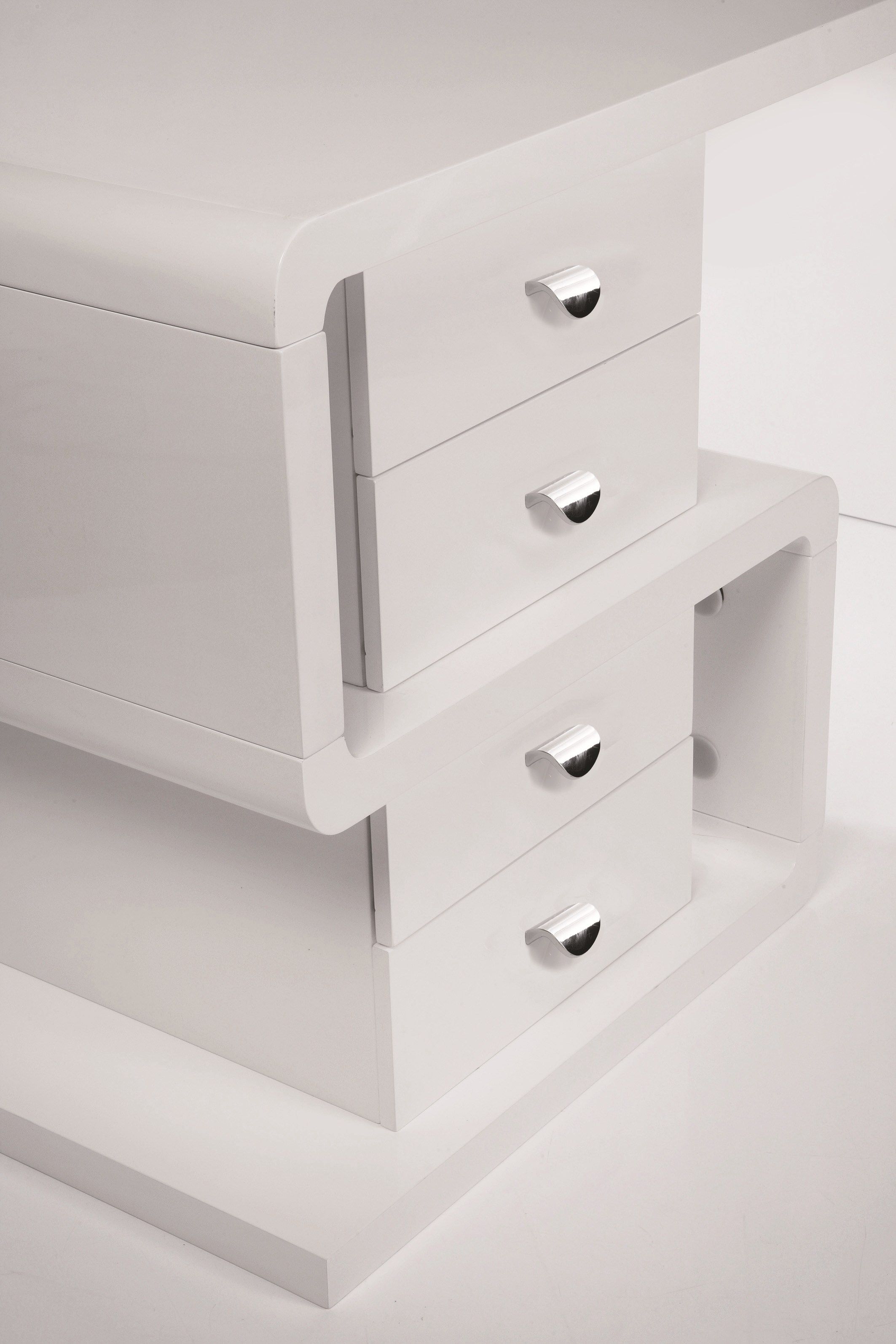 Lacquered rectangular wooden writing desk with drawers WHITE CLUB DESK ...