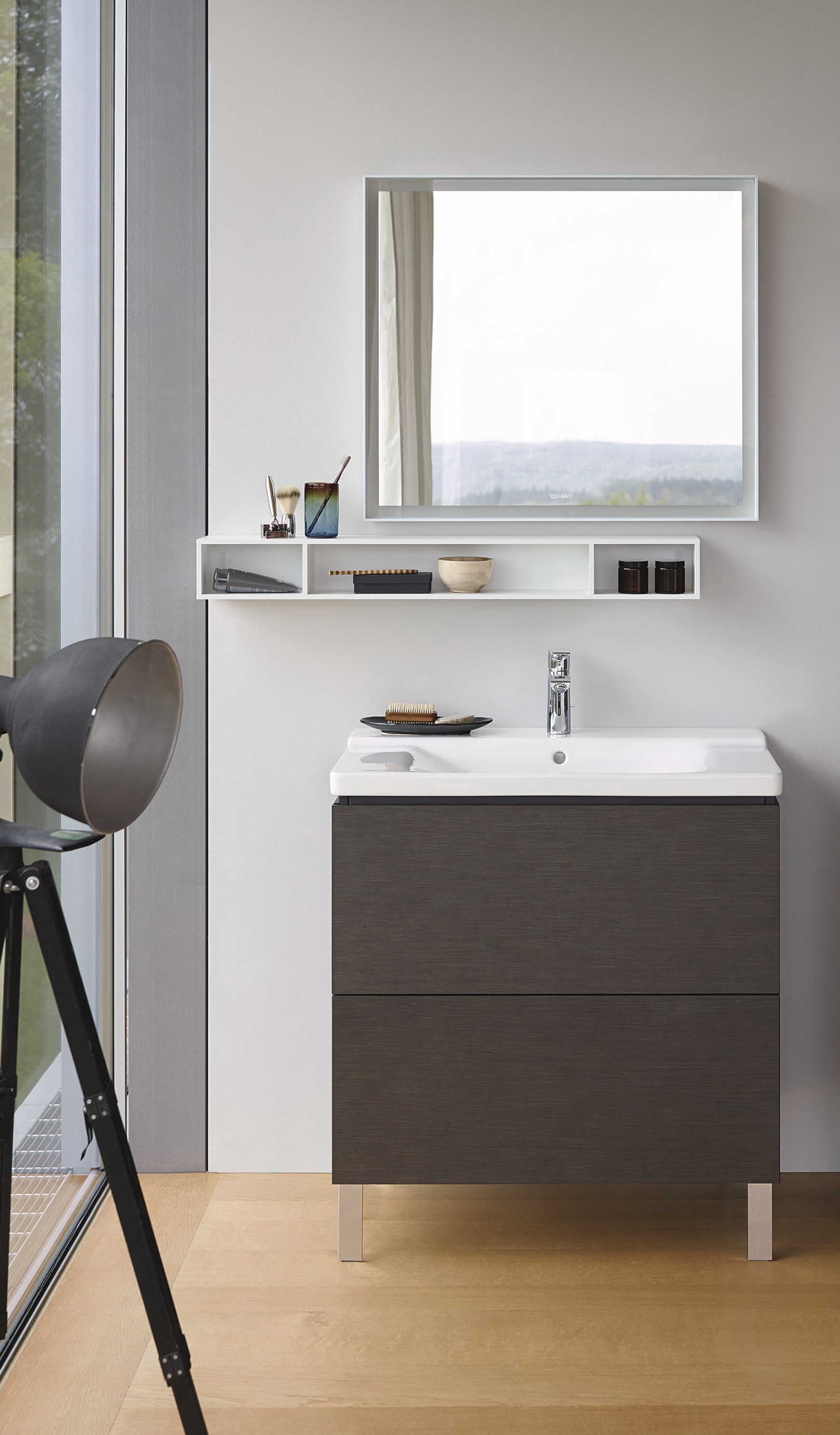 L-CUBE Wall-mounted bathroom mirror with integrated lighting By Duravit ...
