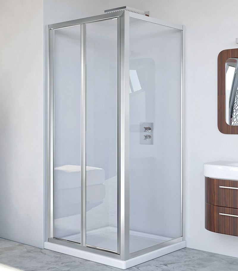 Box doccia angolare in alluminio e vetro con porta a soffietto NEW LYRA ...