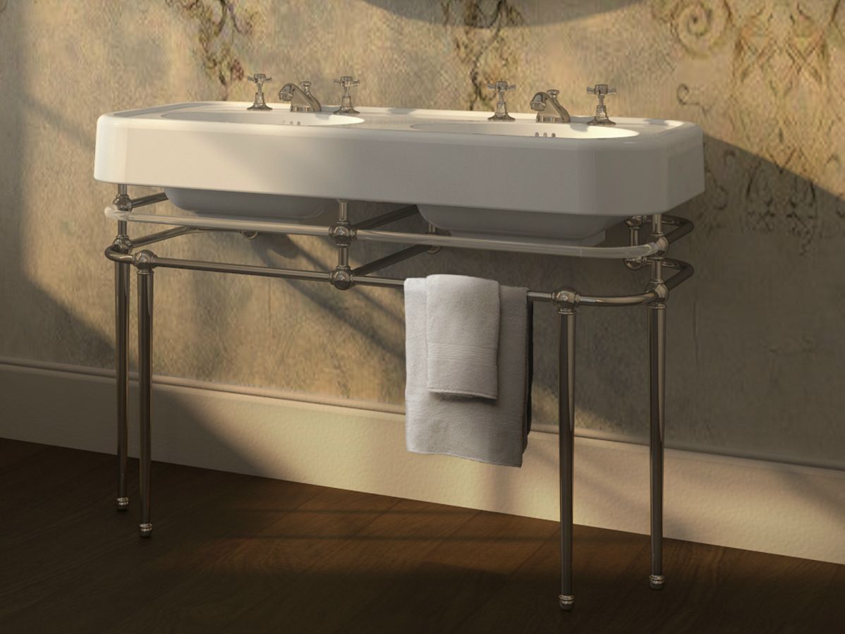 Console double washbasin with towel rail CRYSTAL MEMPHIS By Devon&Devon