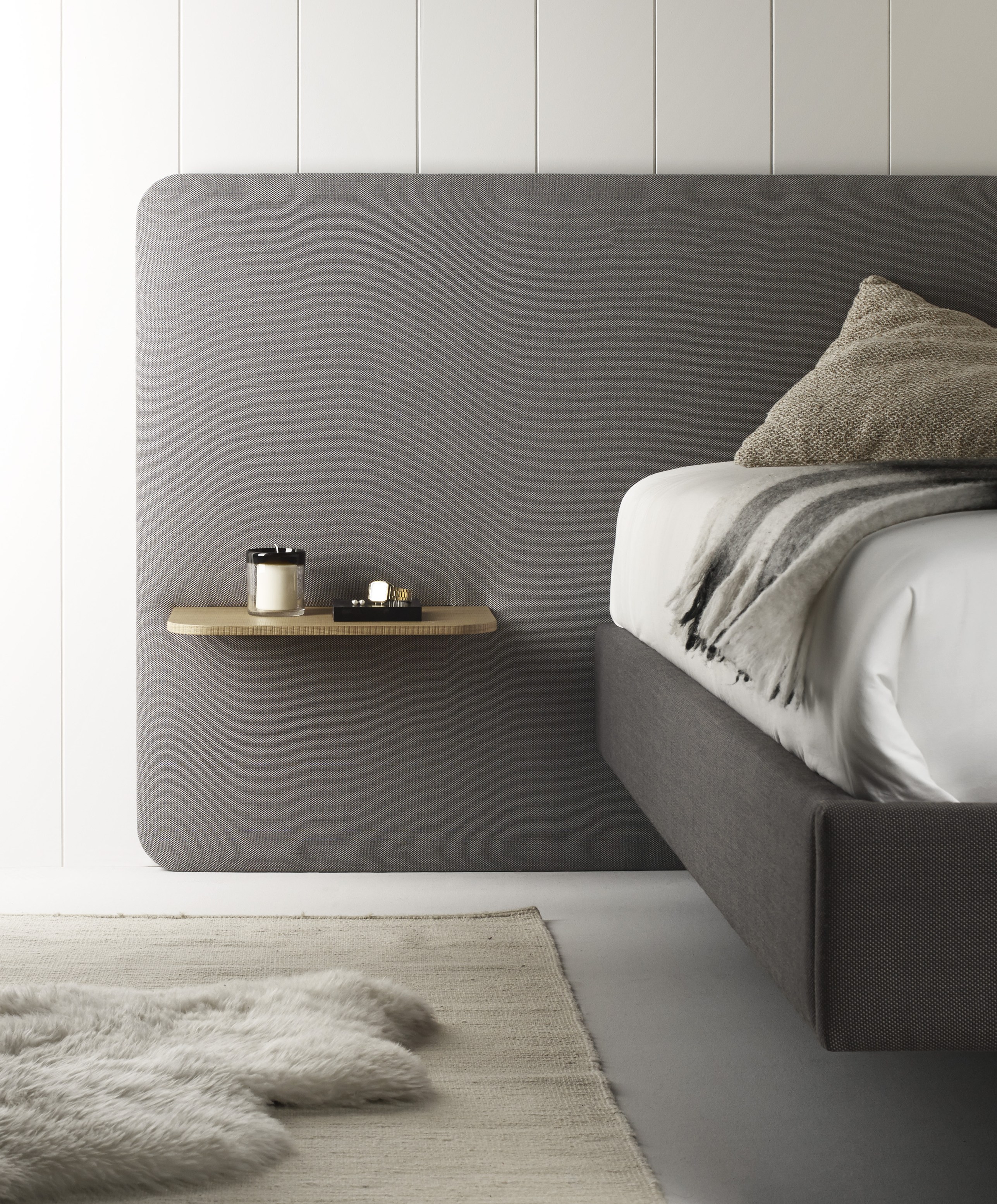 LOTA Fabric double bed with upholstered headboard By TREKU | design ...
