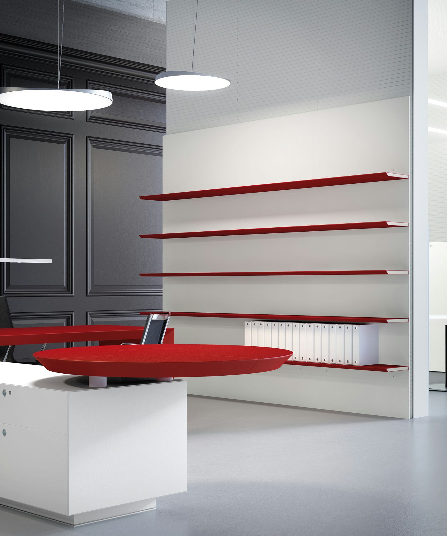 Boiserie modulare in MDF con libreria MULTIPLICEO | Libreria ufficio ...
