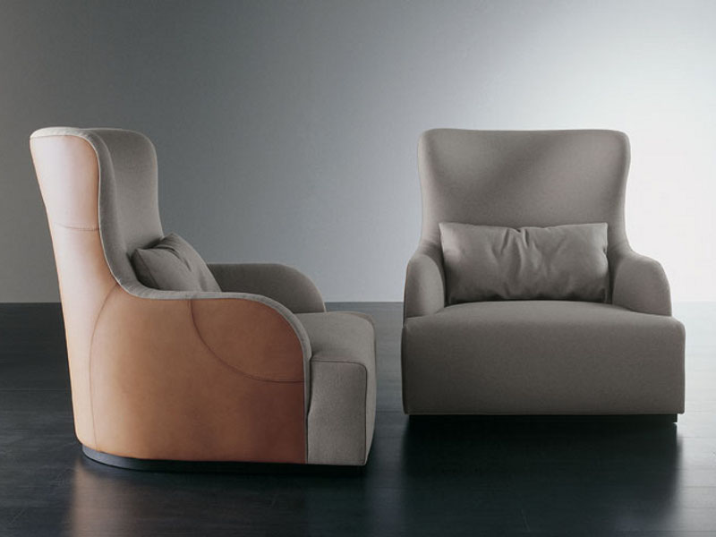 Poltrona bergere in cuoio LIU KUOIO By Meridiani