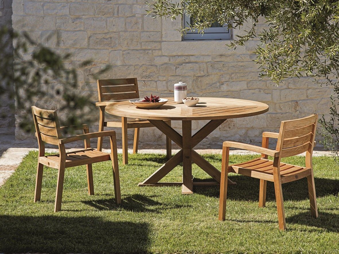 Tavolo rotondo da giardino in teak CRONOS - Ethimo - Edilportale