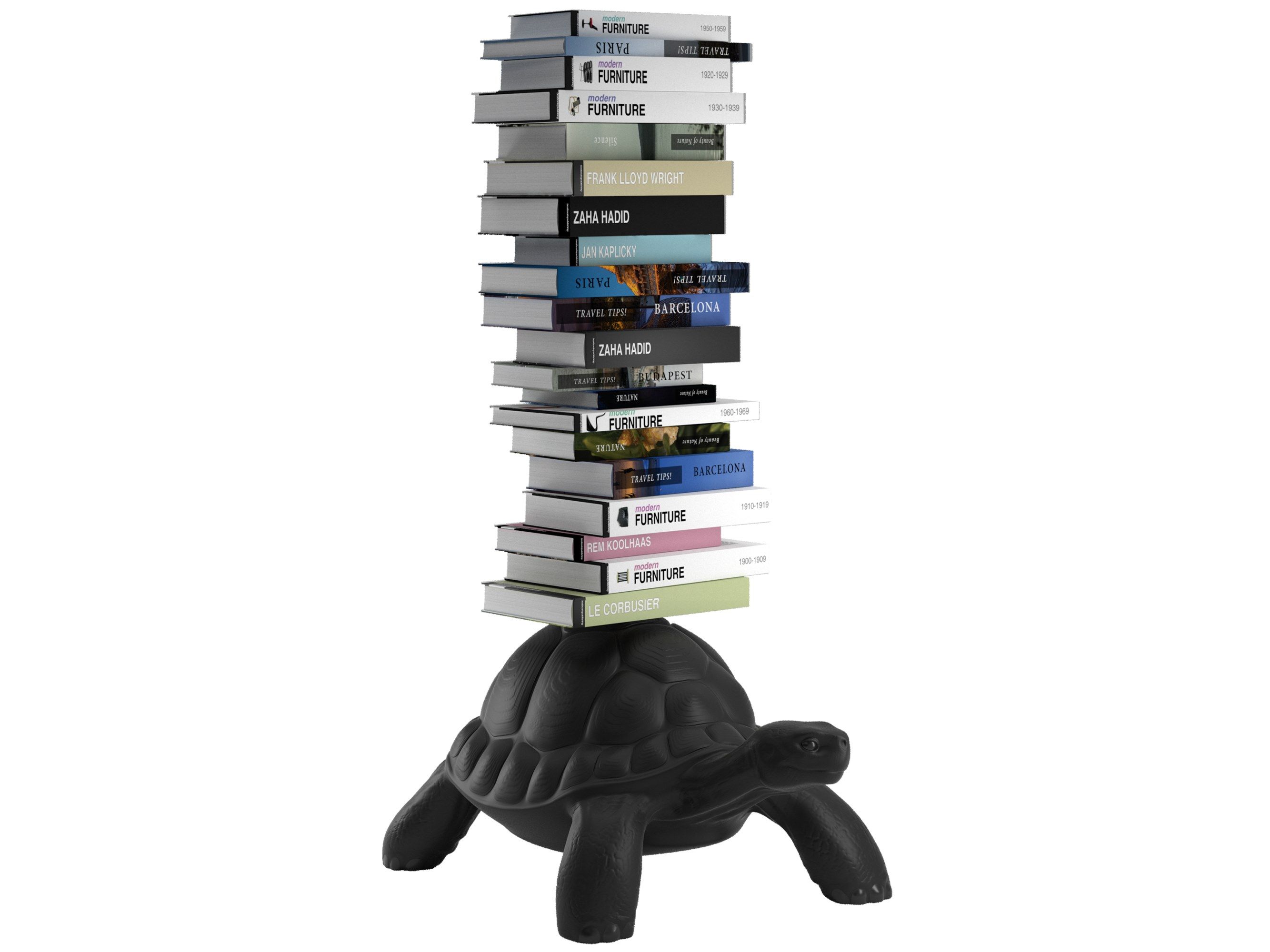QEEBOO - TURTLE CARRY BOOKCASE BLACK Freestanding polyethylene bookcase ...