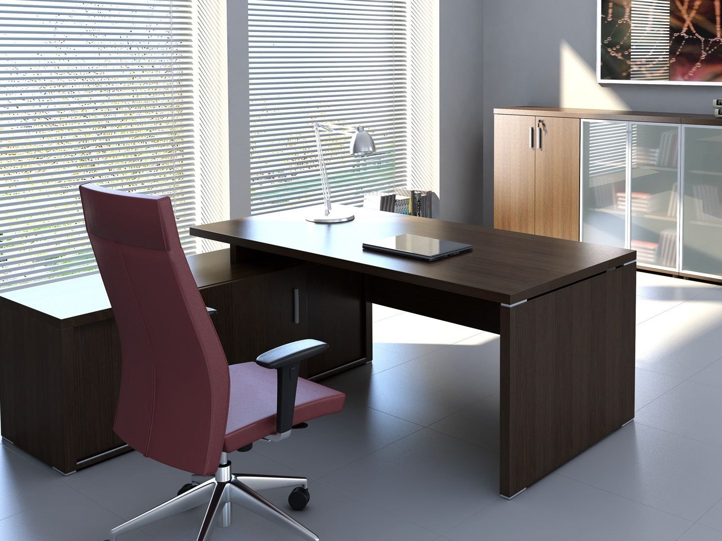 L-shaped melamine-faced chipboard office desk QUANDO | L-shaped office desk Quando Collection By MDD